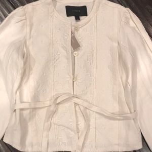 J. Crew | Jackets & Coats | J Crew Linen Embroidered Jacket | Poshmark
